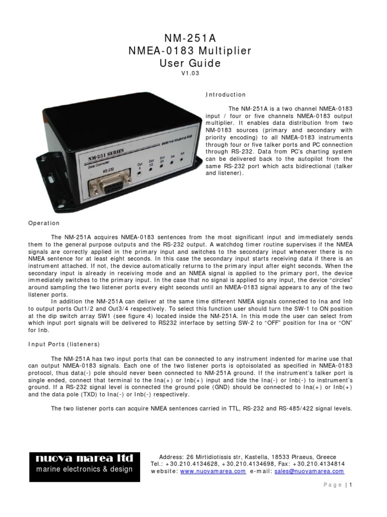 NOVA NMEA BUFFER - NM-251A Manual v1.03 | PDF