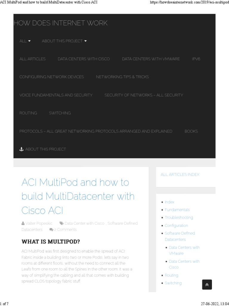 ACI MultiPod and How To Build MultiDatacenter With Cisco ACI - How Does Internet Work | PDF ...