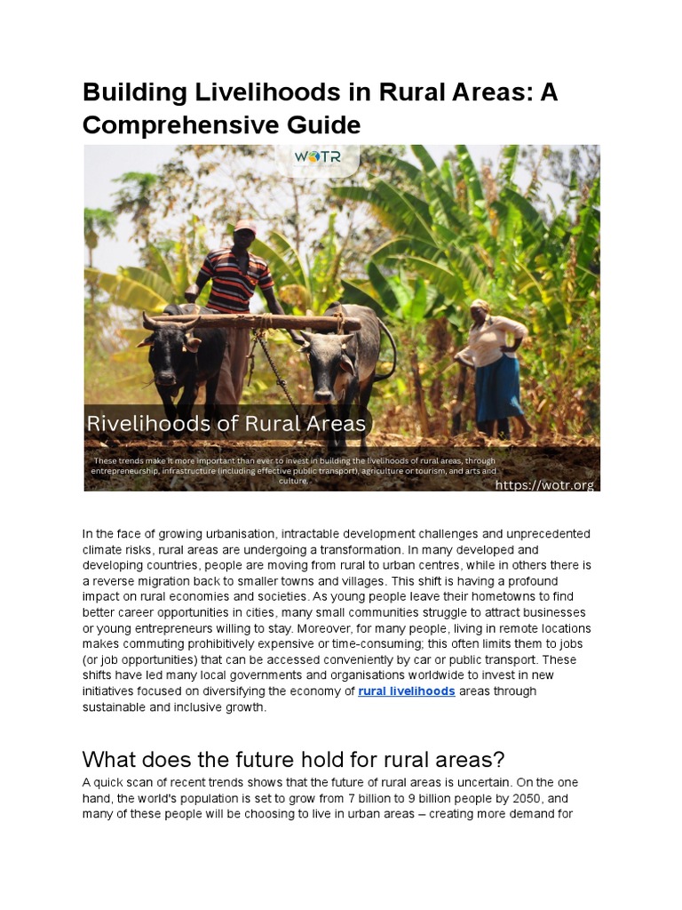 Building Livelihoods in Rural Areas - A Comprehensive Guide | PDF