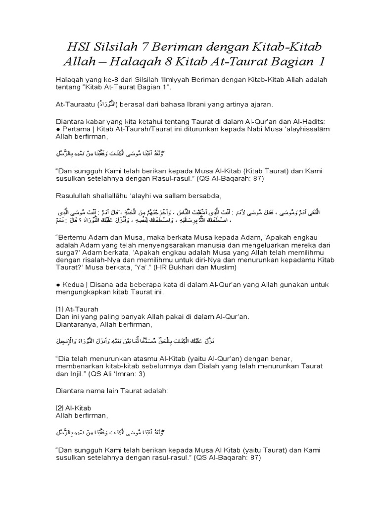 Kitab Taurat dalam Islam | PDF