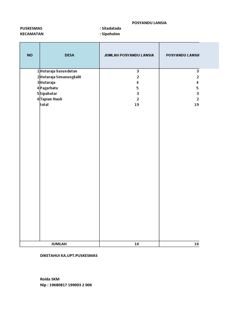 Format Data Sasaran Lansia | PDF