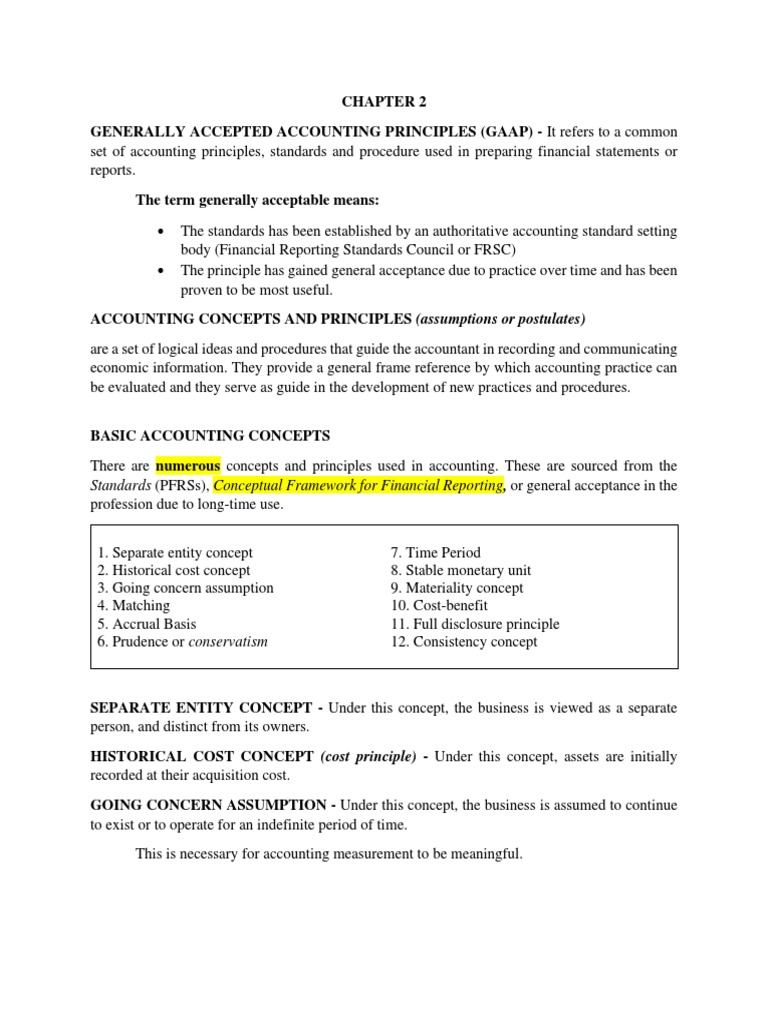 Chapter 2 - Basic Accounting Concepts | Download Free PDF | Accounting | Going Concern
