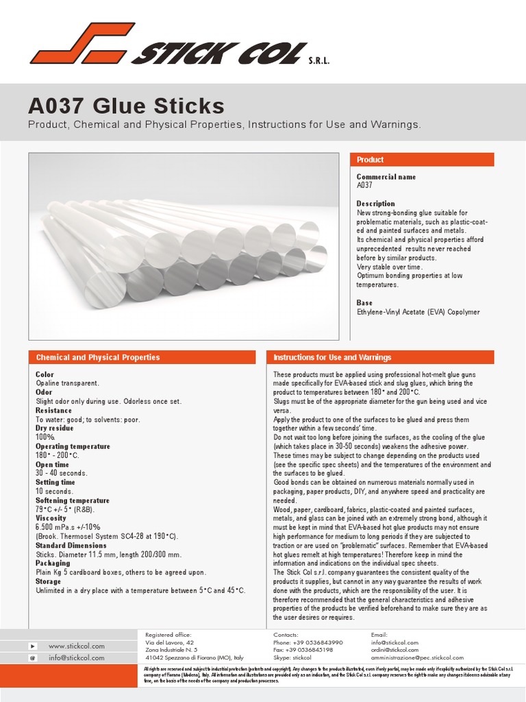 A037 Glue Sticks: Product, Chemical and Physical Properties ...