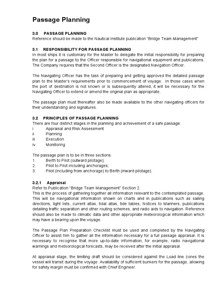 Passage Planning | PDF | Navigator | Navigation