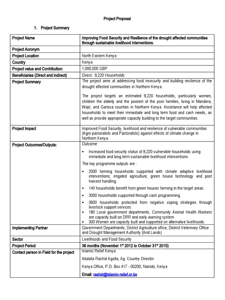 IR-Kenya DFID Matching Fund Proposal | PDF | Food Security | Agriculture