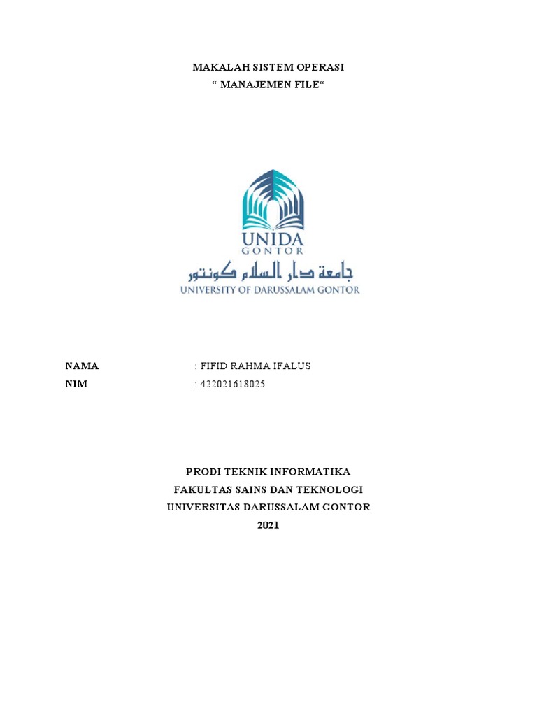 Fifid Rahma 422021618025 Manajemen File | PDF