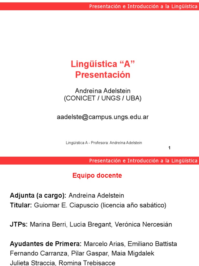 Teórico 1 - Lingüística A - Andreína Adelstein | PDF