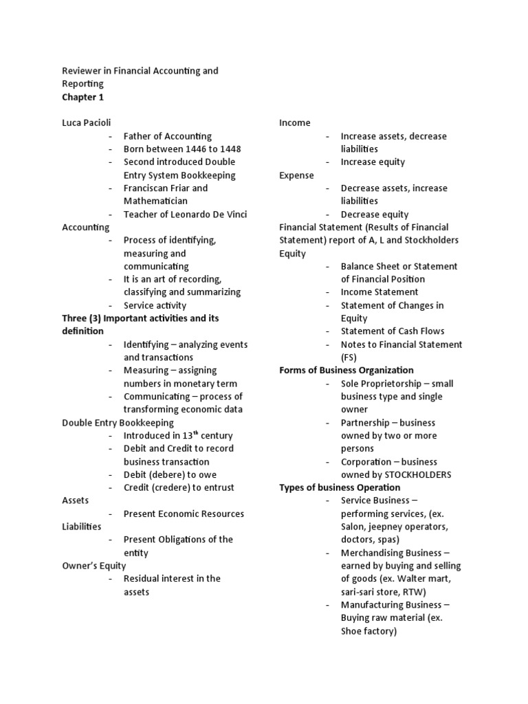 Financial Accounting Reviewer Guide | PDF | Debits And Credits | Accounting