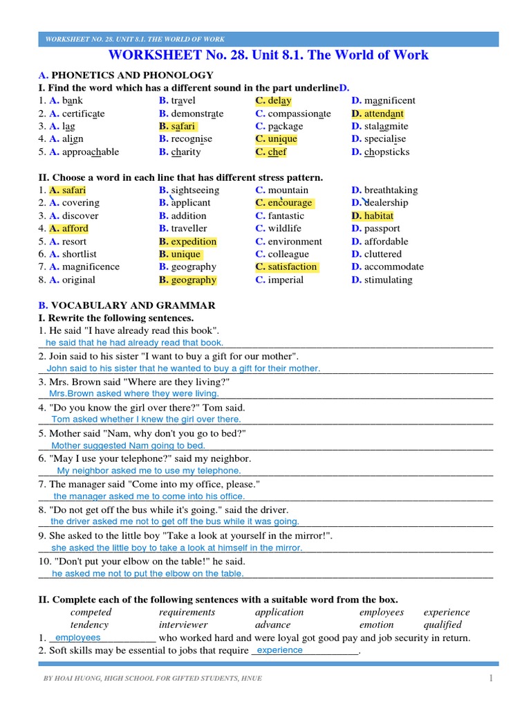Phonetics and Grammar Worksheet 28 | PDF