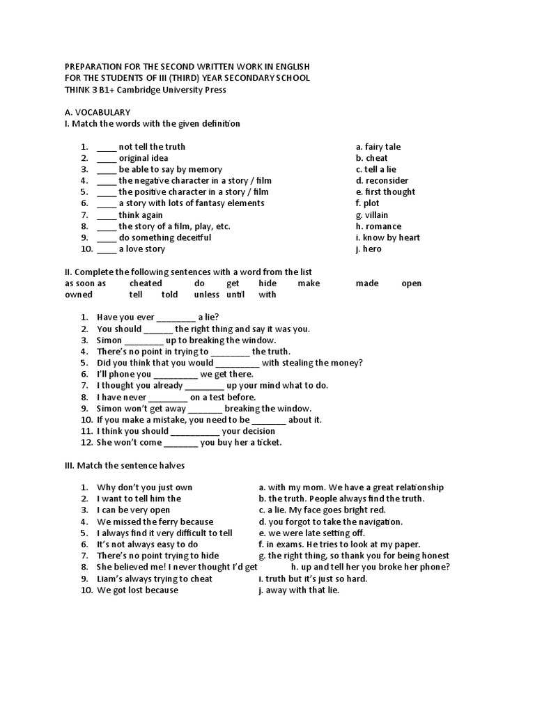 Preparing for the second written work in English | PDF