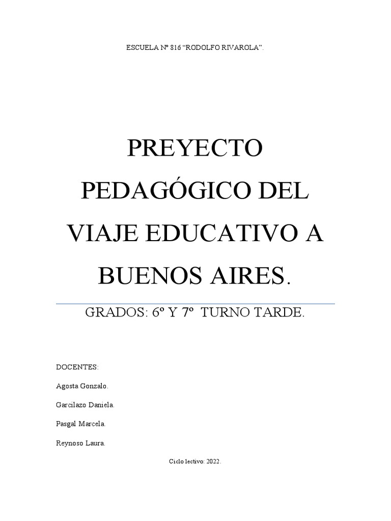 Proyecto Viaje A Buenos Aires | PDF