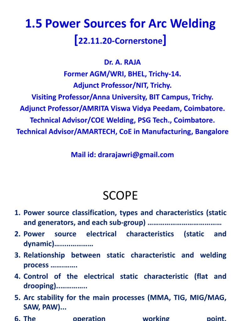 1.5 Power Sources For Arc Welding Revised | PDF | Rectifier | Transformer