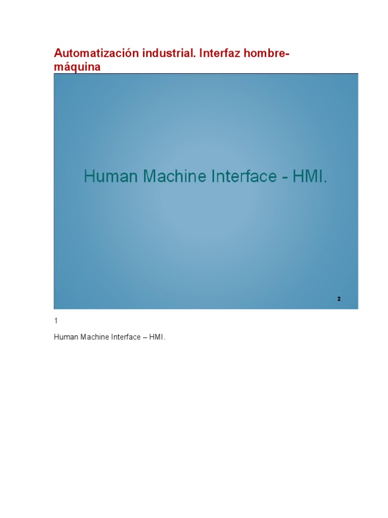 Automatización Industrial. Interfaz Hombre-Máquina: 1 Human Machine ...