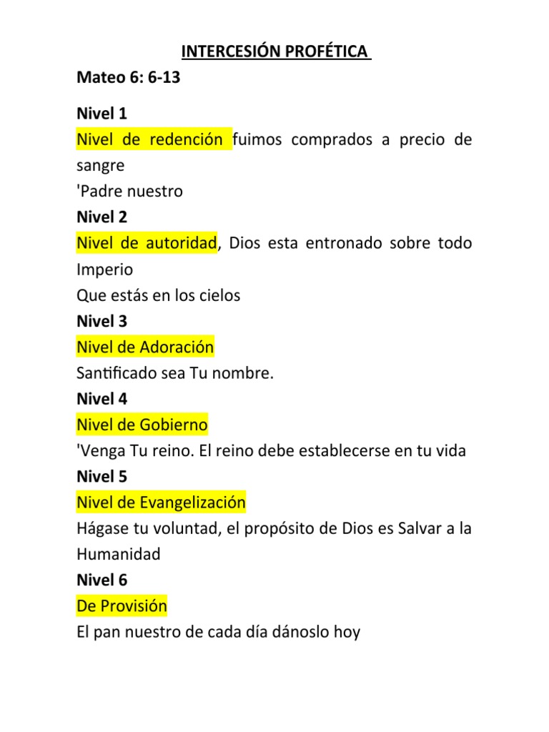Intercesión Profética 10 Niveles de Oración | PDF | Intercesión | Oración