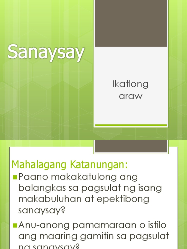 Sanaysay Q2 M6 FILIPINO | PDF