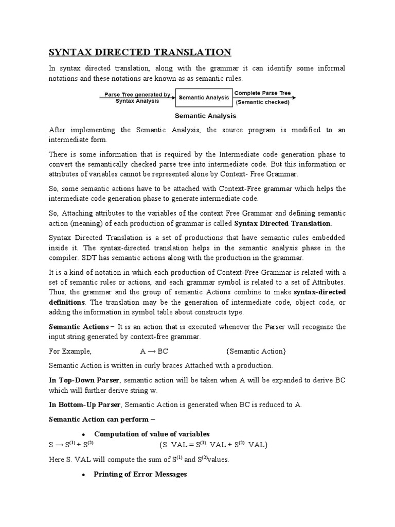 Syntax Directed Translation Pdf Parsing Compiler 