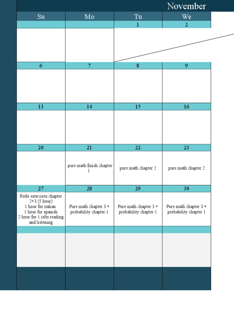 Study Schedule for Pure Math & Probability | PDF
