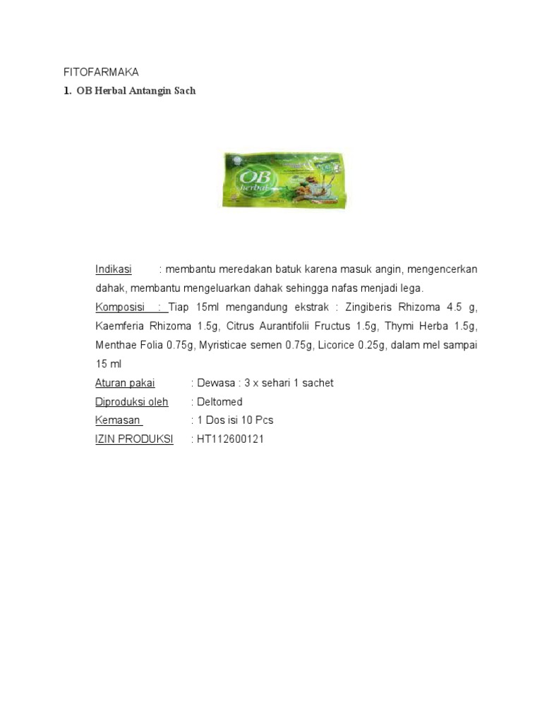 Contoh Sediaan FitoFarmaka | PDF