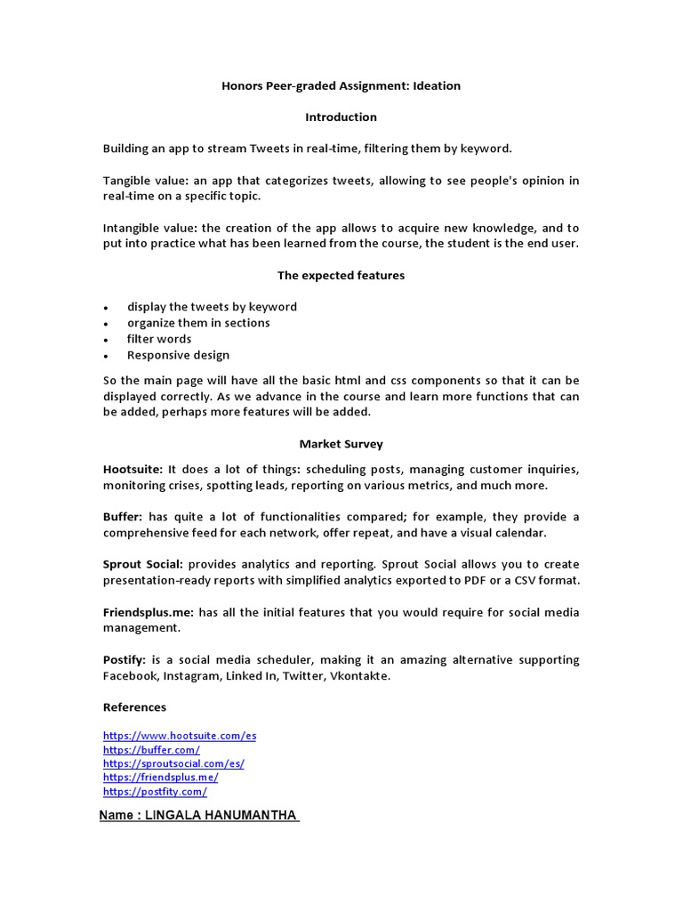 Honors Peer Graded Assignment Ideation | PDF