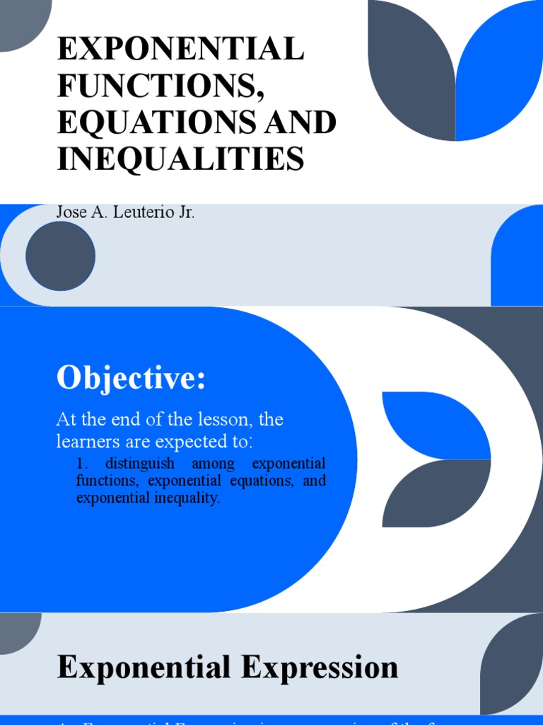 Exponential Functions, Equations and Inequalities | PDF | Inequality (Mathematics) | Equations