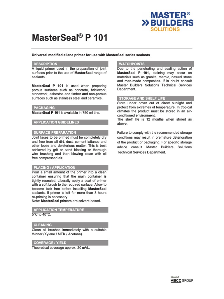 Masterseal P 101 (Brisk) | PDF
