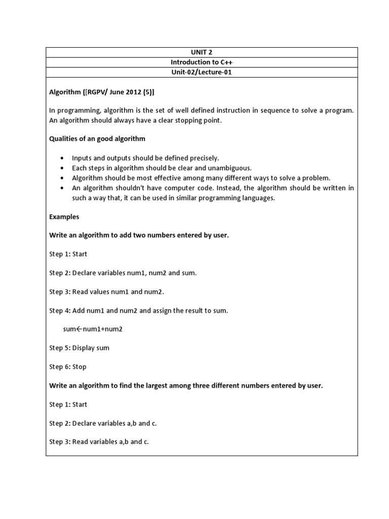BT205 Bce Unit 2 | PDF | Data Type | Array Data Structure