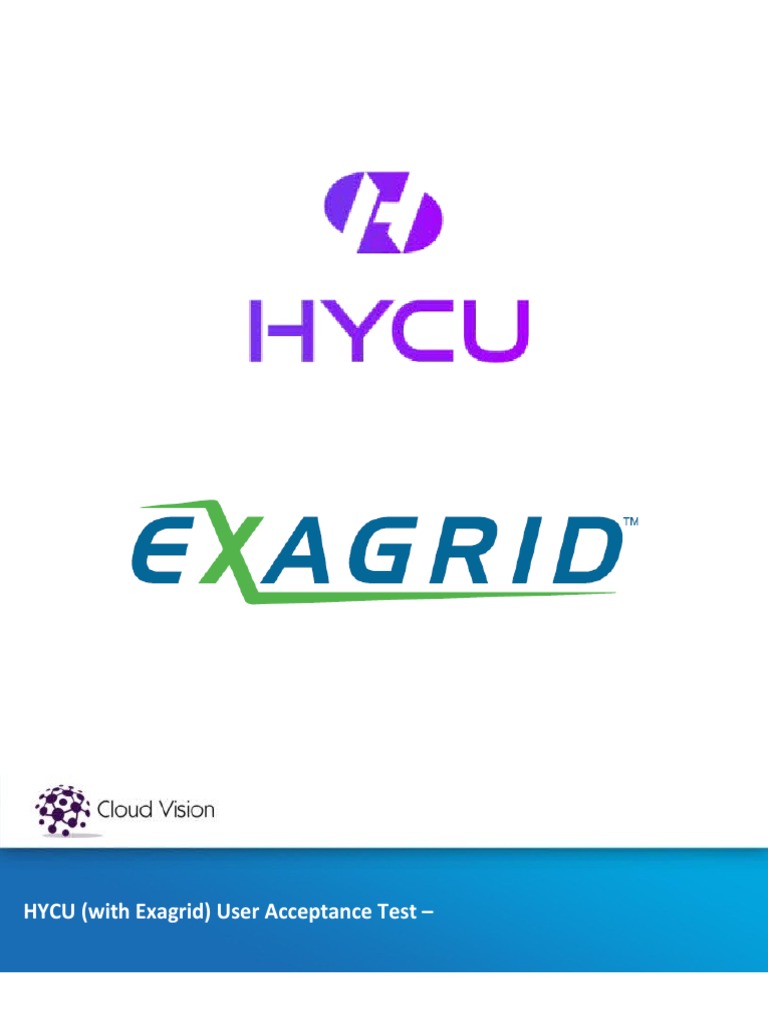 HYCU & Exagrid UAT Guide | PDF