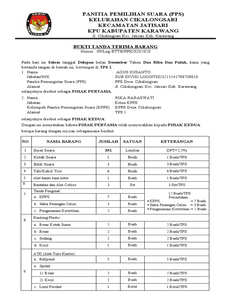 Ba Perlengkapan TPS | PDF