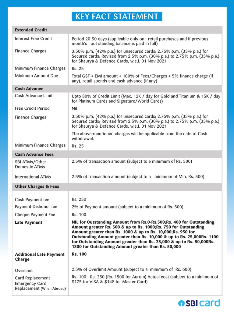 Key Fact Statement | PDF