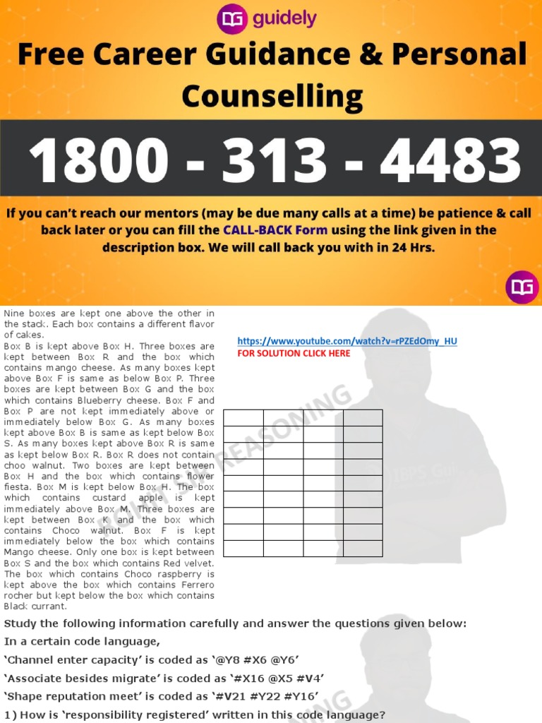 Box Based Puzzle and Coding Decoding by Rohit Sir | PDF