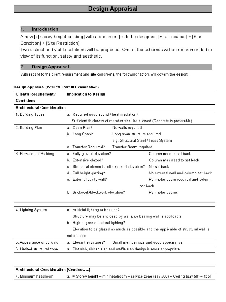 IStructE Notes - Design Appraisal | PDF