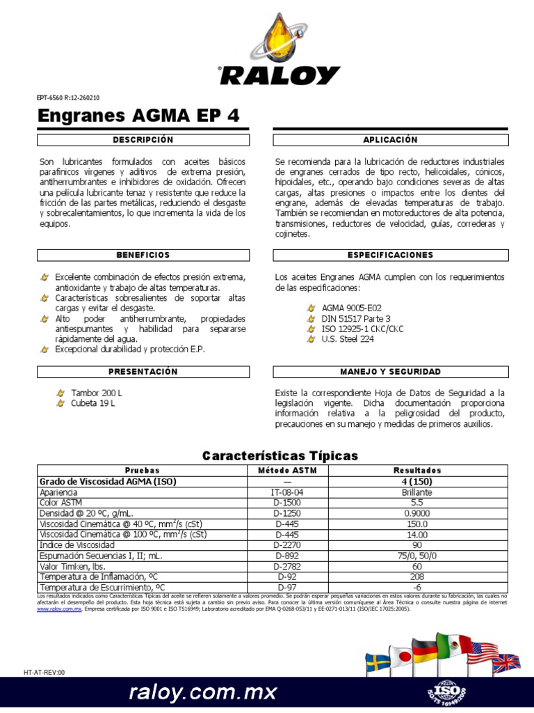 Engranes AGMA EP-4 | PDF | Engranaje | Lubricante