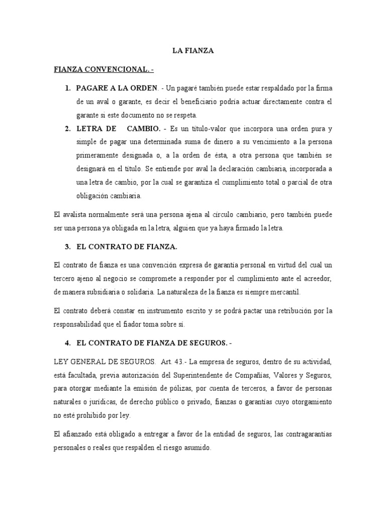 Ejemplos de Fianza | PDF | Póliza de seguros | Derecho privado