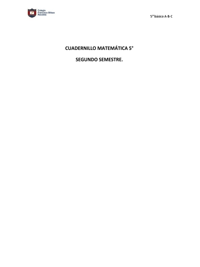 Cuadernillo Mat 5° Segundo Semestre. | PDF | Matemáticas | Lexicología