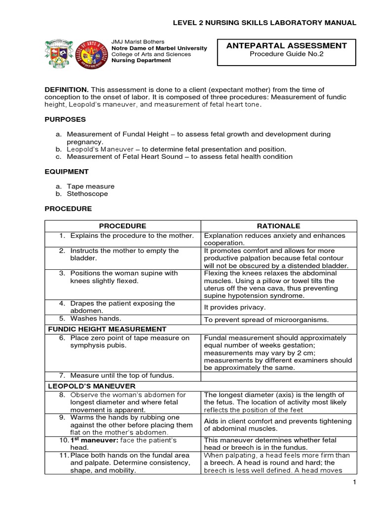 CHN Manual - Antepartal Assessment | PDF | Uterus | Fetus