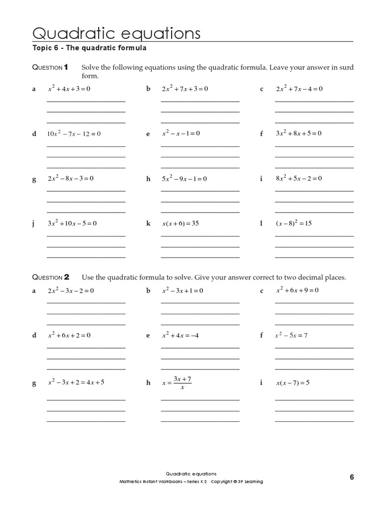 Quadratic Formula | PDF | Quadratic Equation | Mathematics