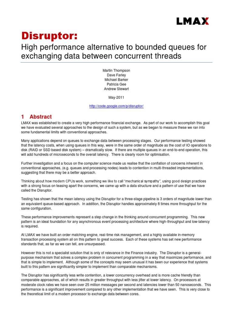 High Performance Alternative to Bounded Queues for Exchanging Data Between Concurrent Threads ...