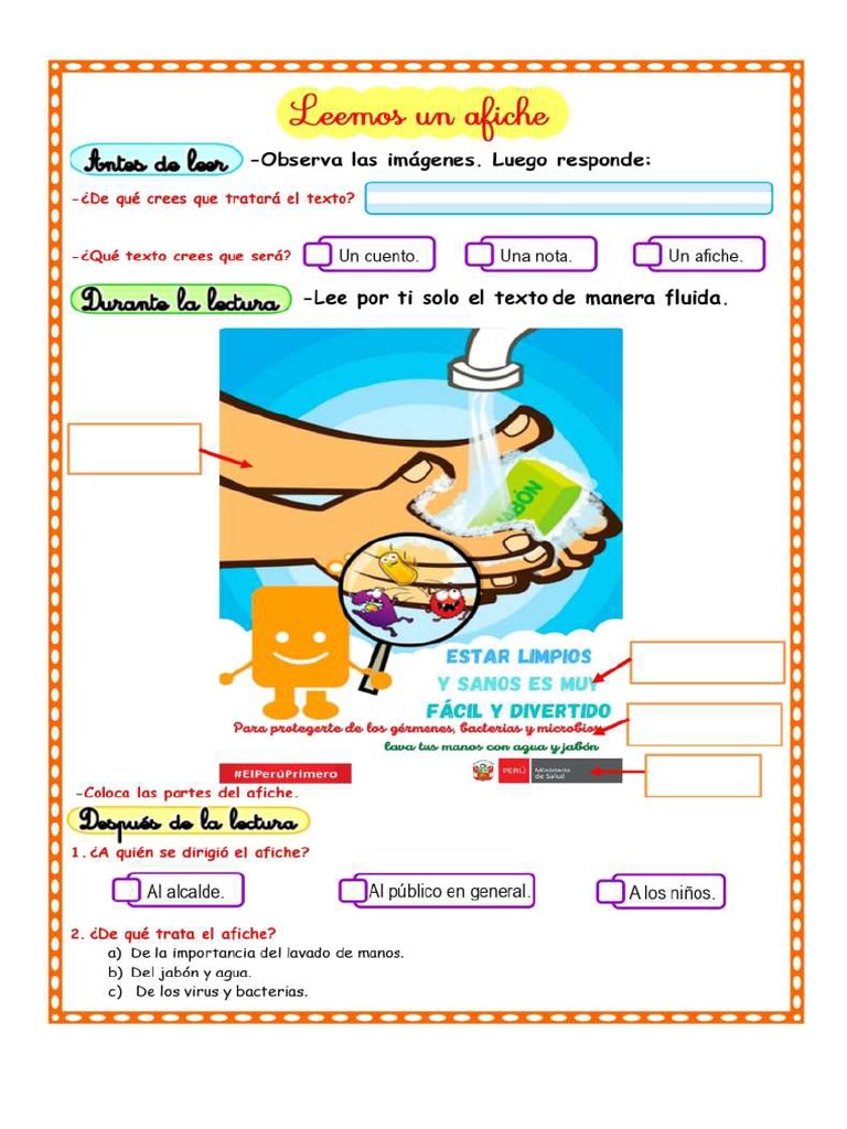 Ficha de Trabajo de Leemos Un Afiche | PDF