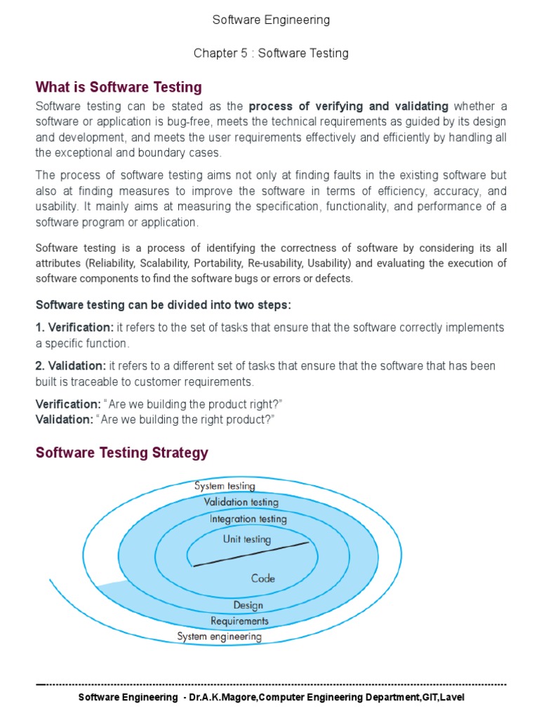 Software Engineering - Chapter 6 | PDF | Software Testing | Unit Testing