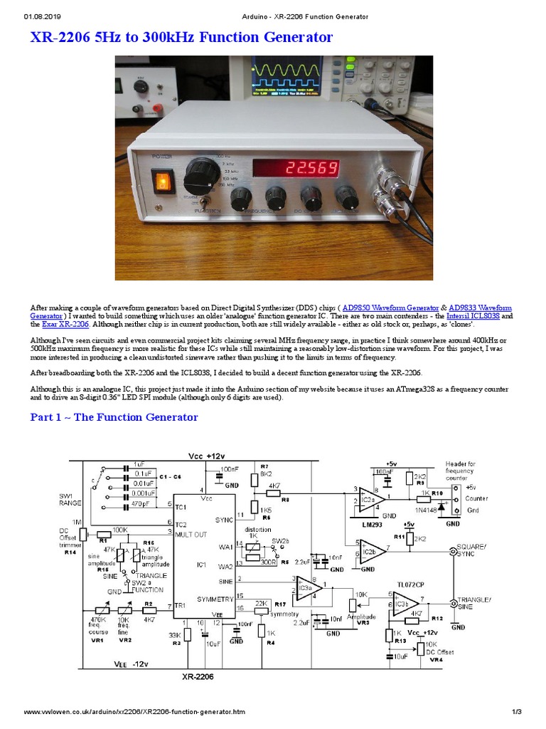 XR-2206 Function Generator | PDF | Printed Circuit Board | Power Supply