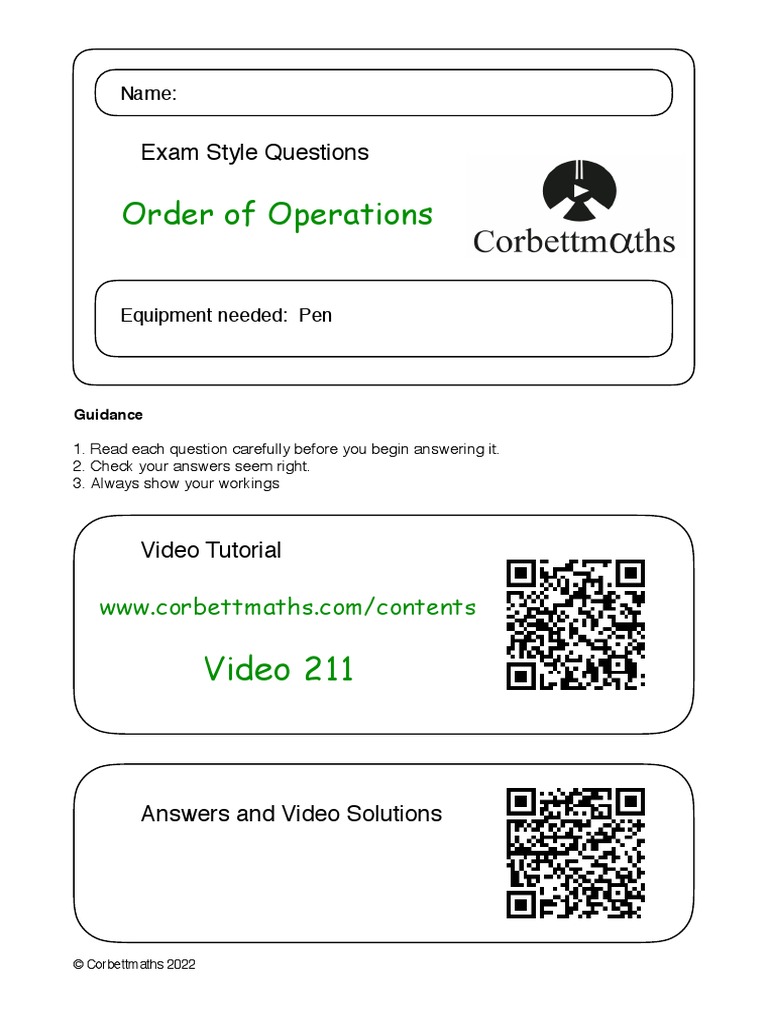 Order of Operations | PDF