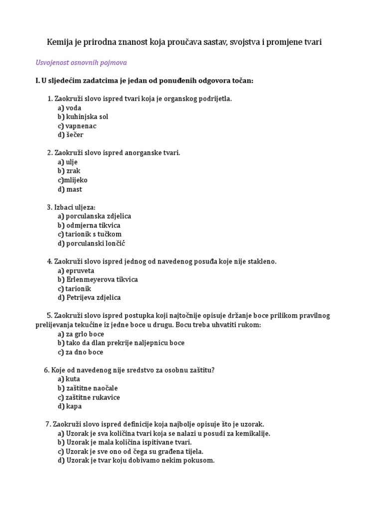 Kemija Je Prirodna Znanost Koja Proučava Sastav, Svojstva I Promjene ...