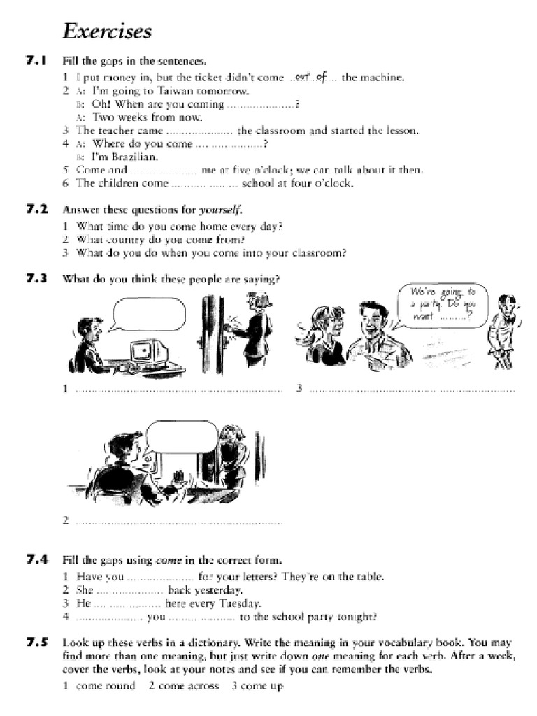 Come Worksheet | PDF