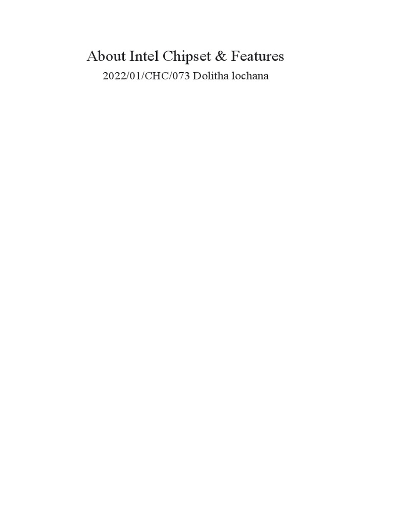Intel Chipset | PDF