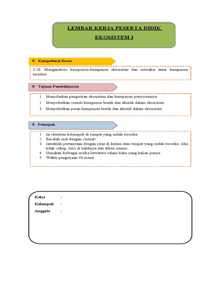 Lembar Kerja Peserta Didik KD 3.10 | PDF