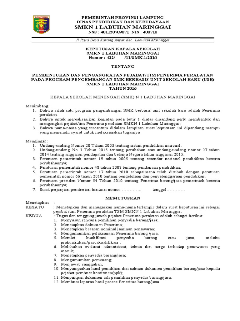 SK PENERIMA BARANG TSM | PDF