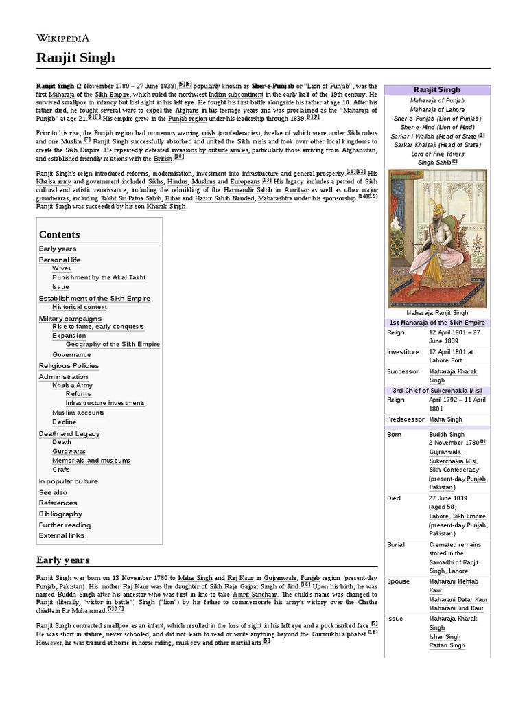 Ranjit Singh | PDF | Punjab
