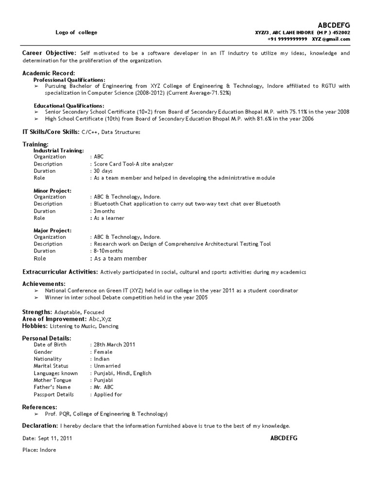 RESUME FORMAT UNIFIED FOR - Edited | PDF | Science RESUME FORMAT UNIFIED FOR - Edited | PDF | Science