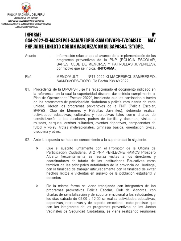 Informe Nov. Programas Preventivos | PDF