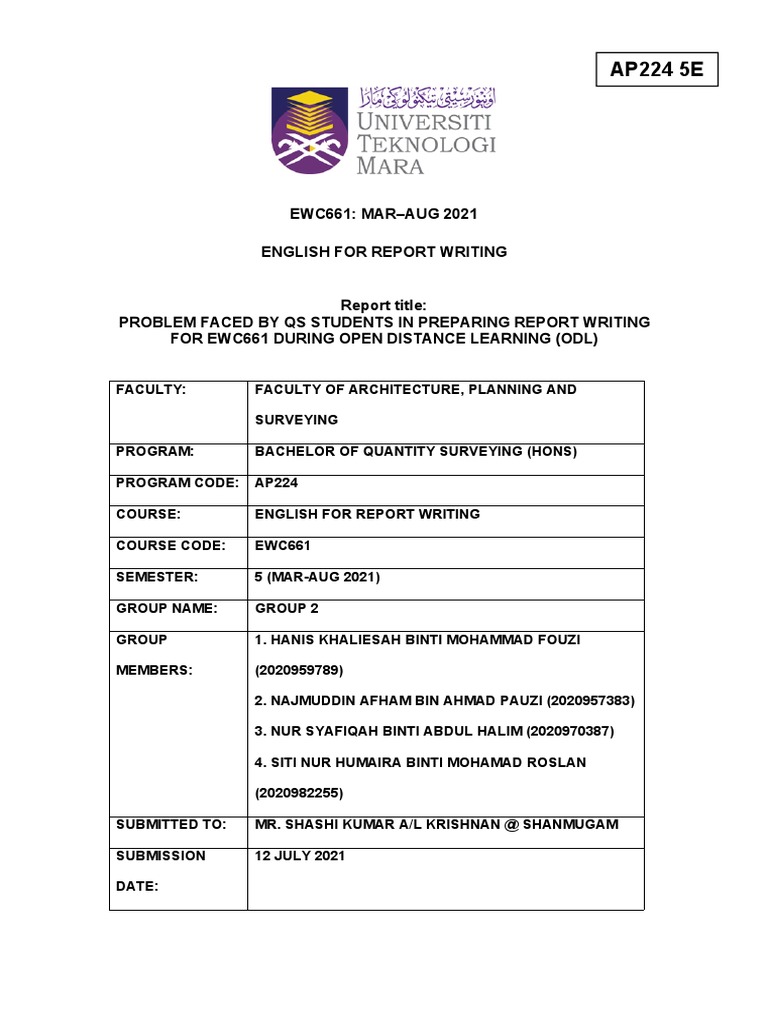 QS Students' ODL Report Challenges | PDF | Thesis | Cognition